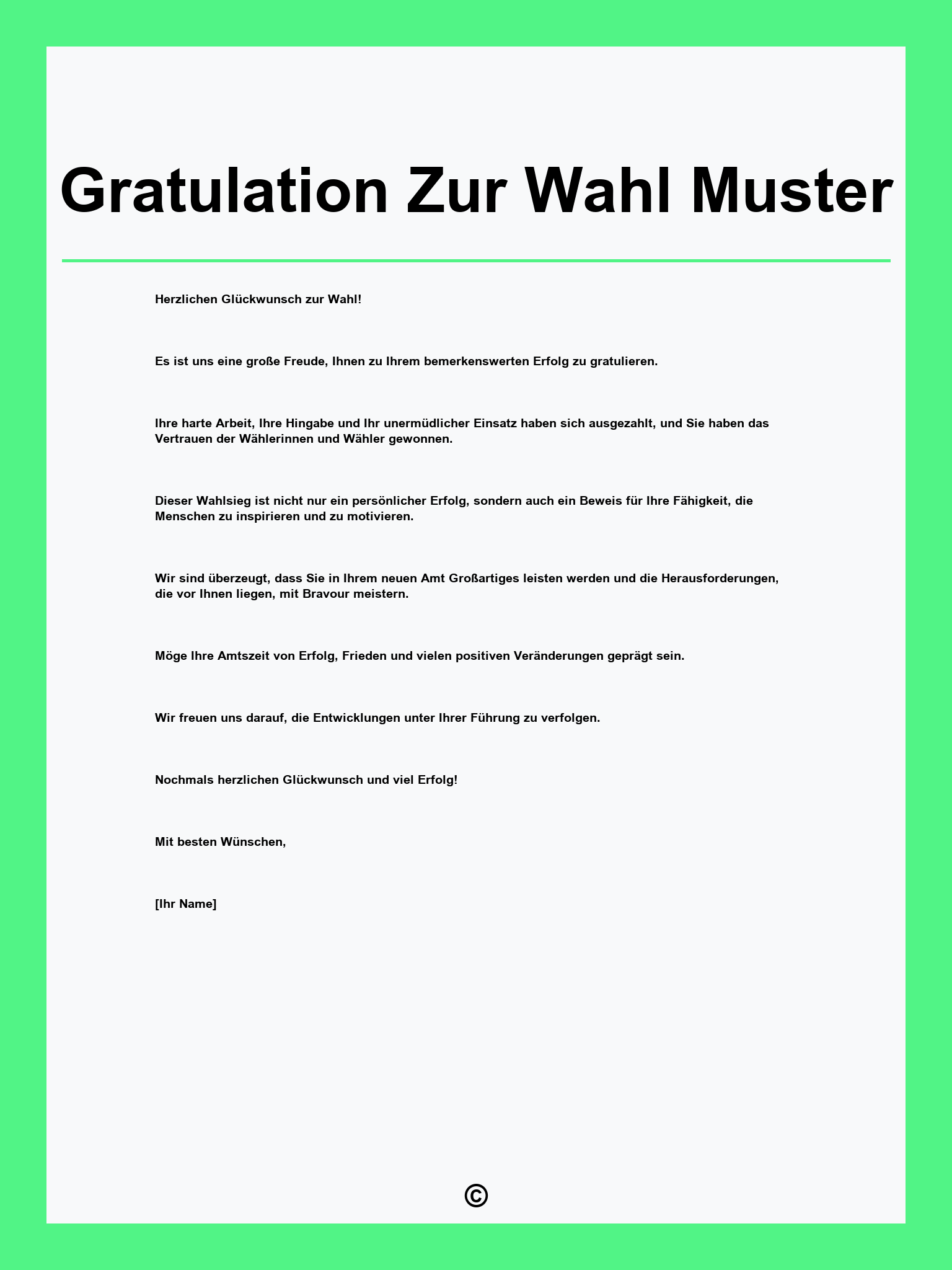Gratulation Zur Wahl Muster